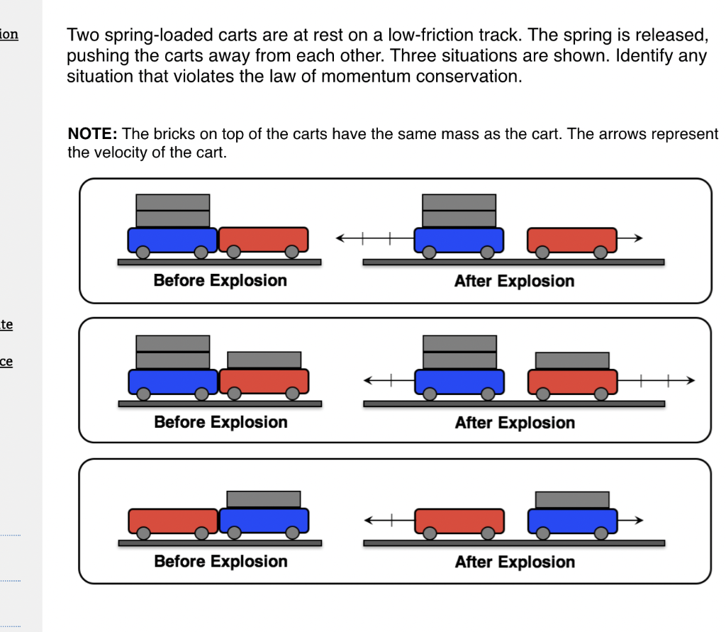 Solved Two spring-loaded carts are at rest on a low-friction | Chegg.com