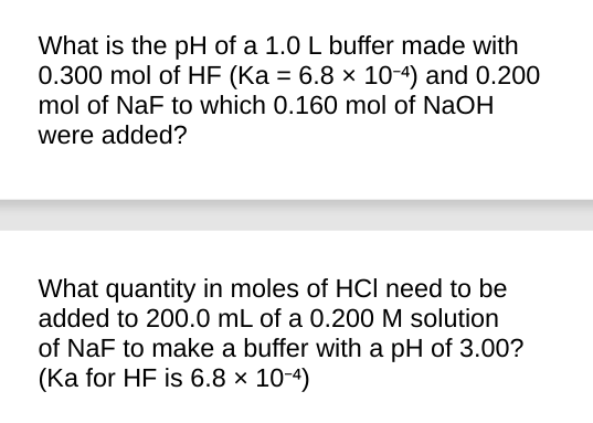 Solved What is the pH of a 1.0 L buffer made with 0.300 mol | Chegg.com