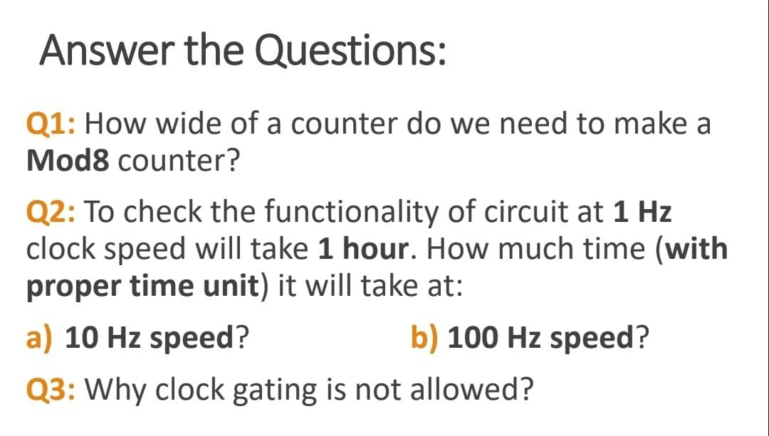 Solved Answer the Questions: Q1: How wide of a counter do we | Chegg.com