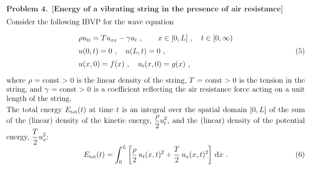 Problem 4. (Energy of a vibrating string in the | Chegg.com