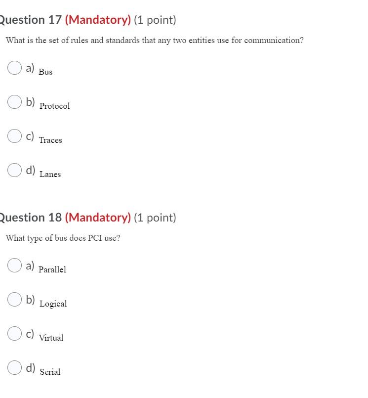 Solved Question 11 (Mandatory) (1 point) Which statement is | Chegg.com