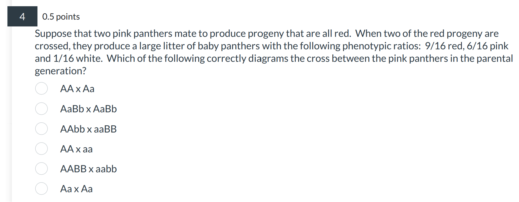 Solved I know the answer is AAbb x aaBB, but I don't | Chegg.com