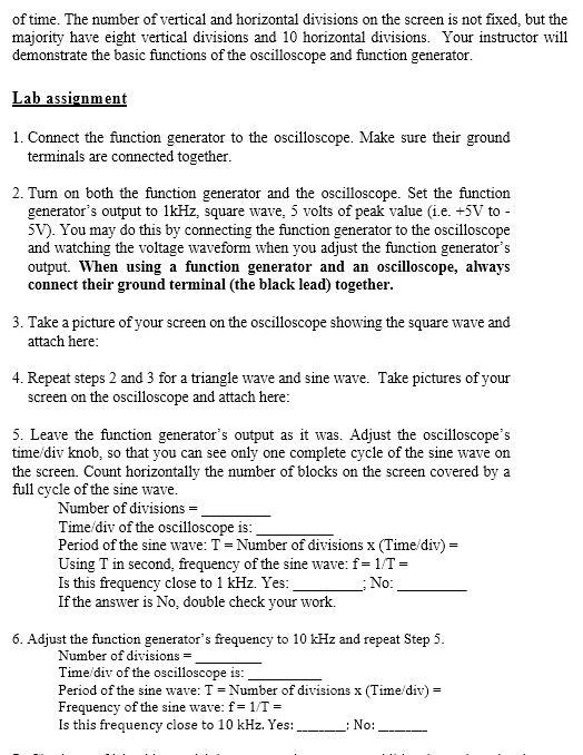 Solved Oscilloscope and Function Generator Group Members: | Chegg.com