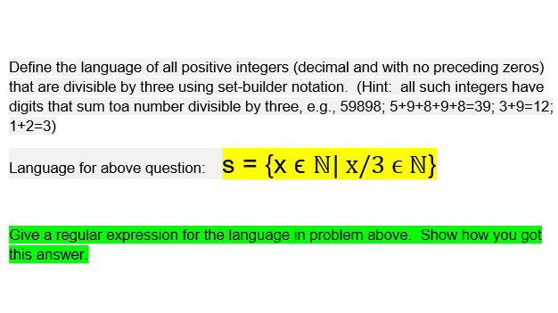 Solved Define The Language Of All Positive Integers Decimal