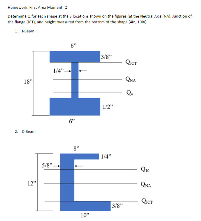 Solved Homework: First Area Moment, Q Determine Q for each | Chegg.com