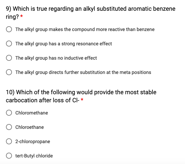 Solved 9) Which is true regarding an alkyl substituted | Chegg.com