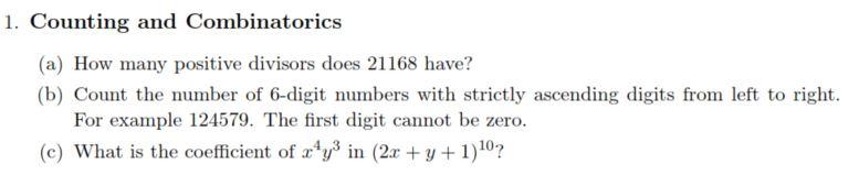 Solved 1. Counting and Combinatorics (a) How many positive | Chegg.com Solved 1. Counting and Combinatorics (a) How many positive | Chegg.com