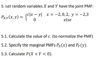 Solved 5. Let random variables X and Y have the joint PMF: x | Chegg.com