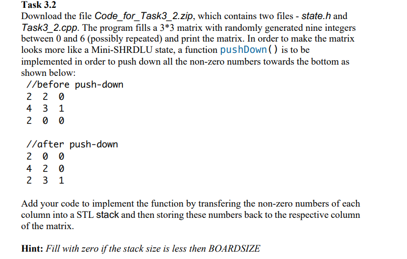 Task 3.2 Download the file Code_for_Task3_2.zip, | Chegg.com