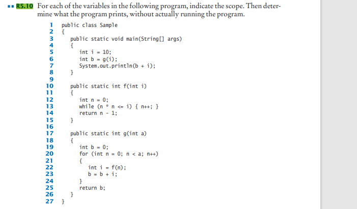 Solved For each of the variables in the following program, | Chegg.com