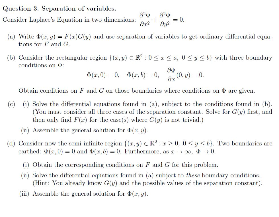 Solved Question 3. Separation of variables. Consider | Chegg.com