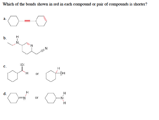 Solved Which of the bonds shown in red in each compound or | Chegg.com
