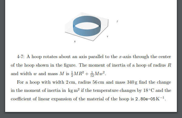 Solved 4-7: A hoop rotates about an axis parallel to the | Chegg.com