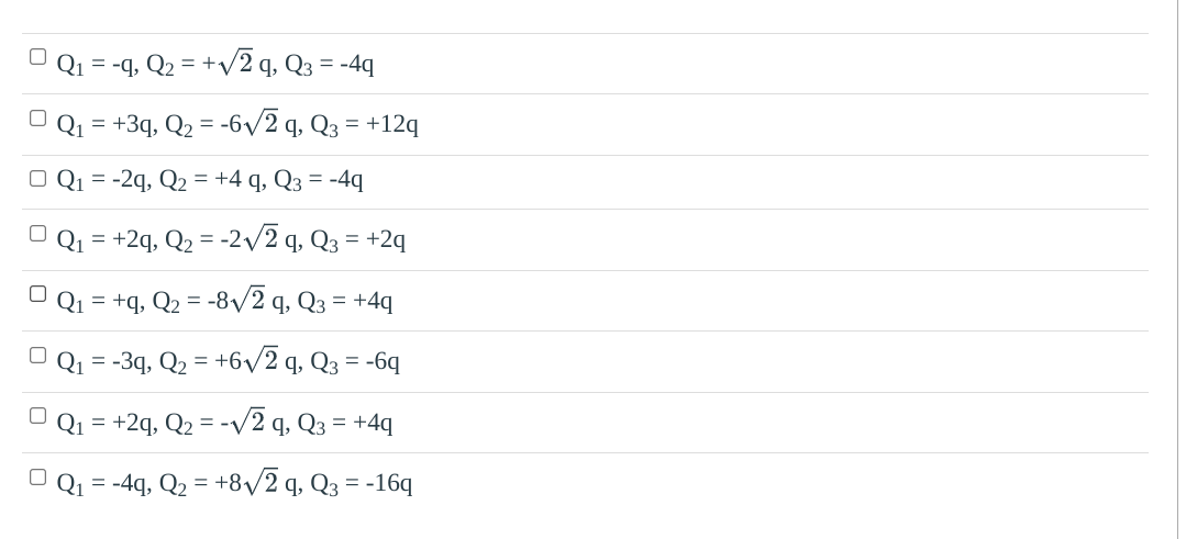 Solved Three charges (Q1, Q2, and Q3) are arranged as shown. | Chegg.com