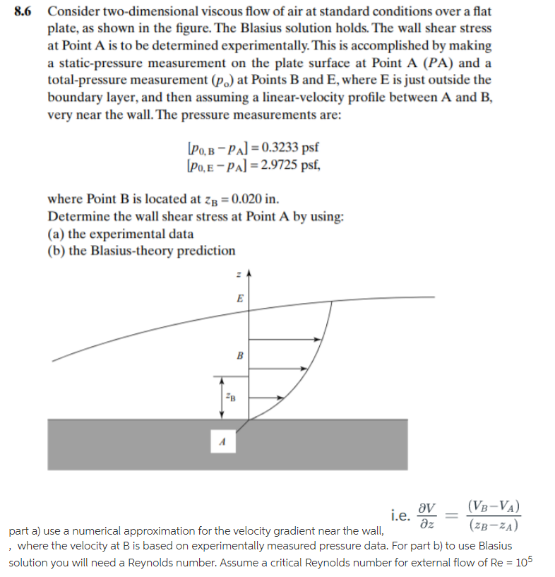 Solved 8. Consider two-dimensional viscous flow of air at | Chegg.com