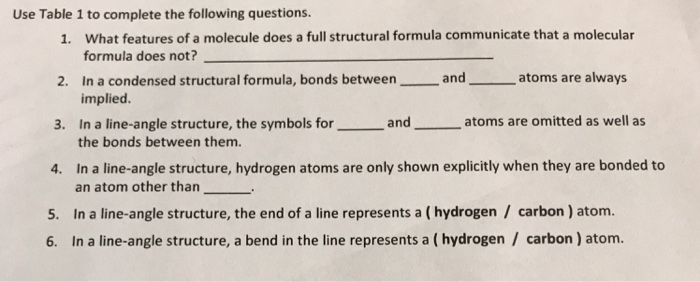 Solved Use Table 1 to complete the following questions. 1. | Chegg.com
