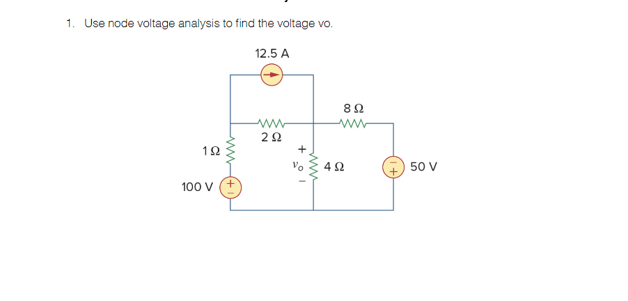 Solved 1. Use node voltage analysis to find the voltage vo. | Chegg.com