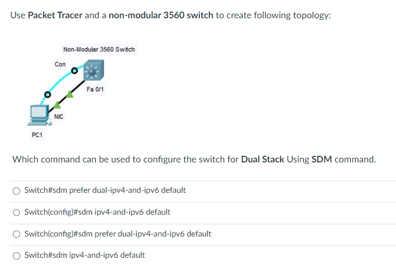 Solved Use Packet Tracer and a non-modular 3560 switch to | Chegg.com