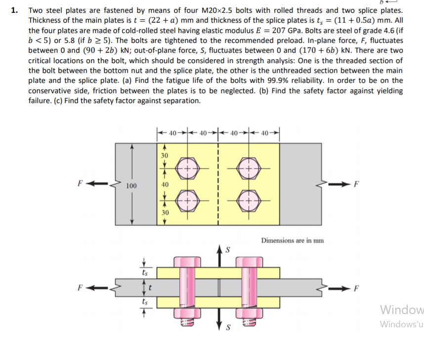 1. Two steel plates are fastened by means of four | Chegg.com