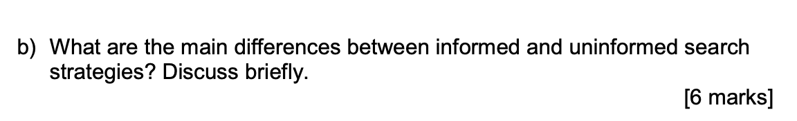 Solved b) What are the main differences between informed and | Chegg.com
