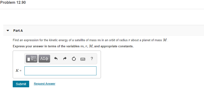 Solved Problem 12.90 - Part A Find an expression for the | Chegg.com