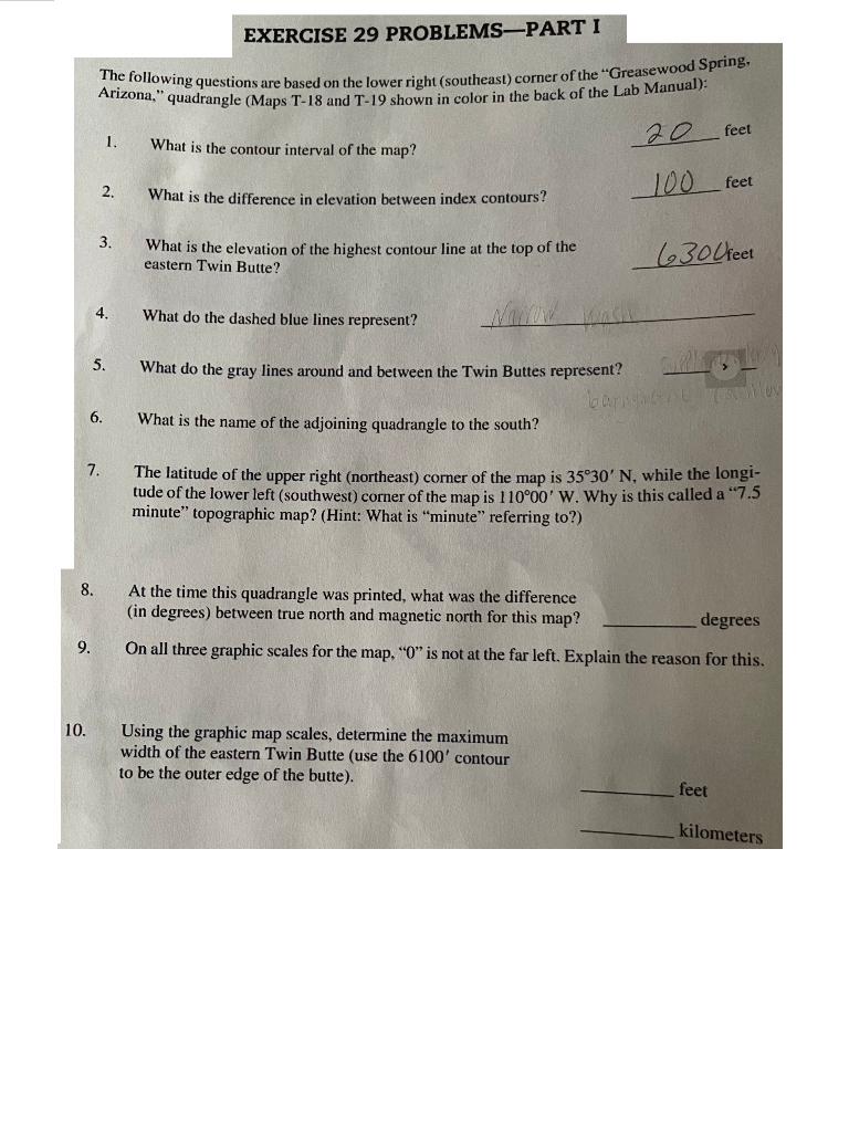Solved EXERCISE 29 PROBLEMS-PART I Arizona," quadrangle | Chegg.com