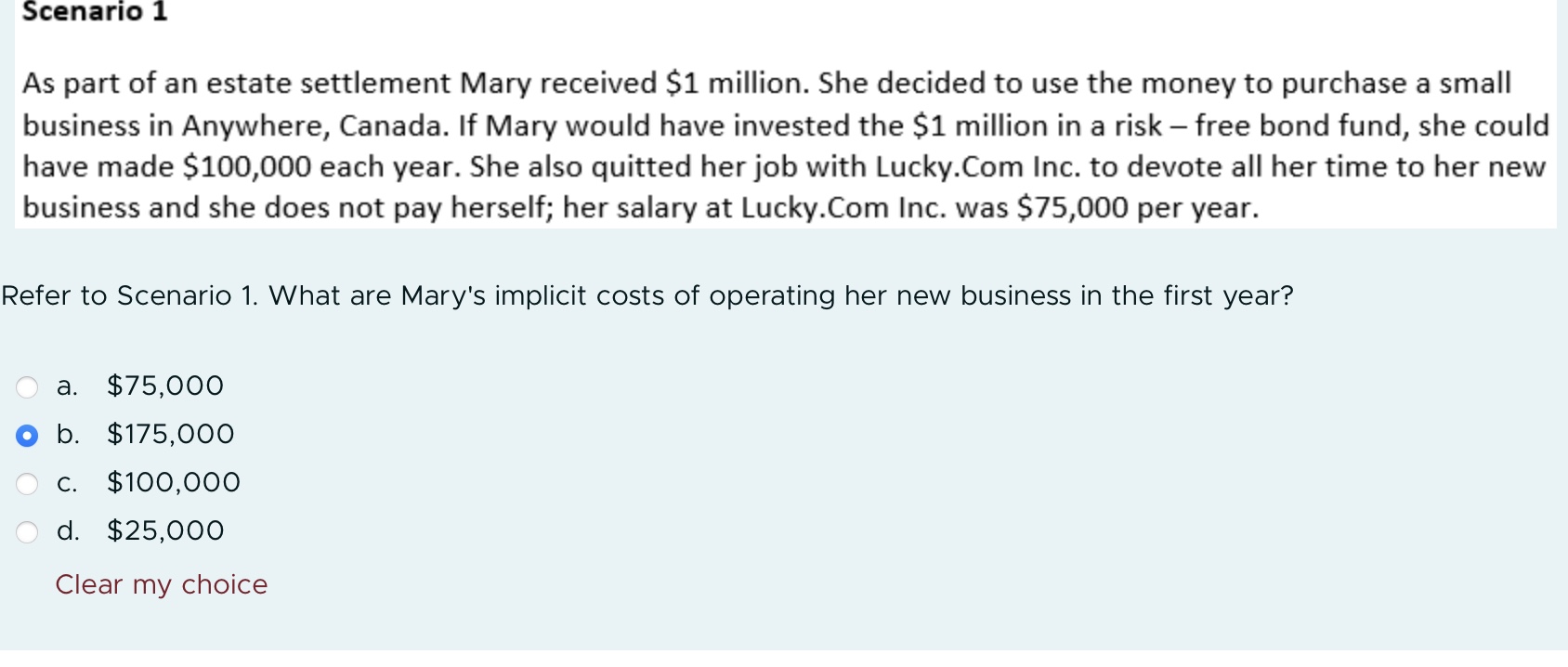 Solved Refer to ﻿Scenario 1. ﻿What are Mary's implicit costs | Chegg.com