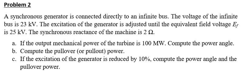 Solved A synchronous generator is connected directly to an | Chegg.com