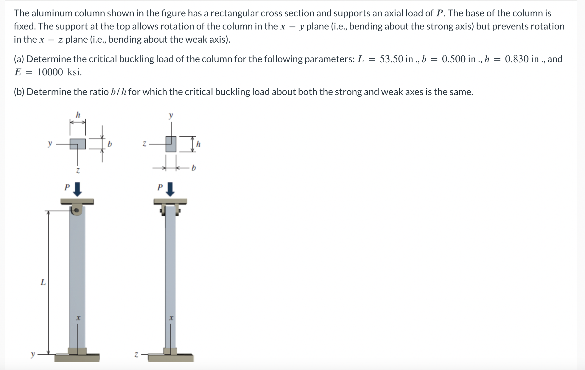 Solved The aluminum column shown in the figure has a | Chegg.com