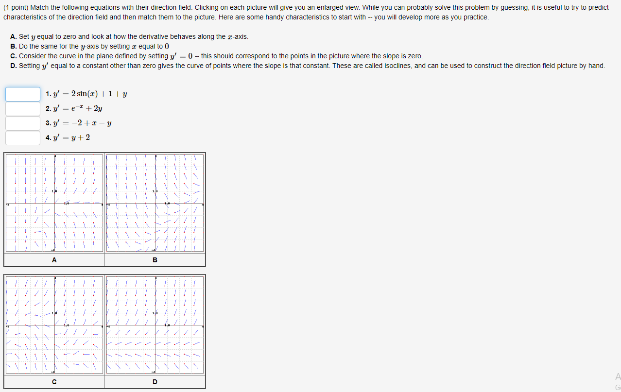 Solved (1 point) Match the following equations with their | Chegg.com