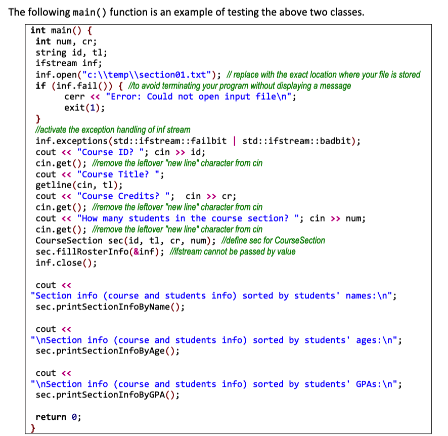 Solved In C++, write one program that implements 4 classes | Chegg.com