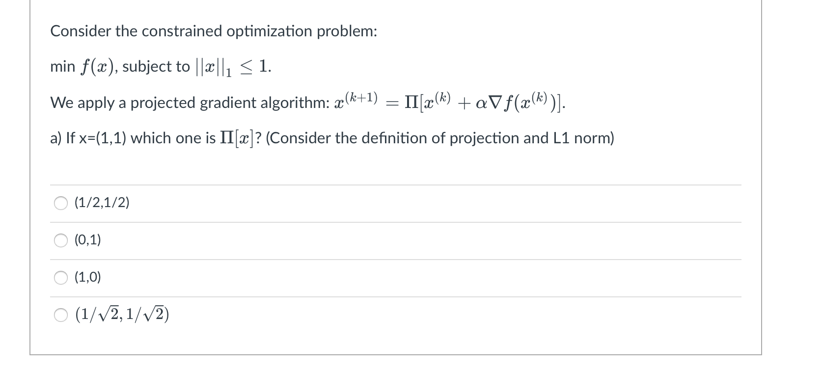Solved Consider the constrained optimization problem: min | Chegg.com