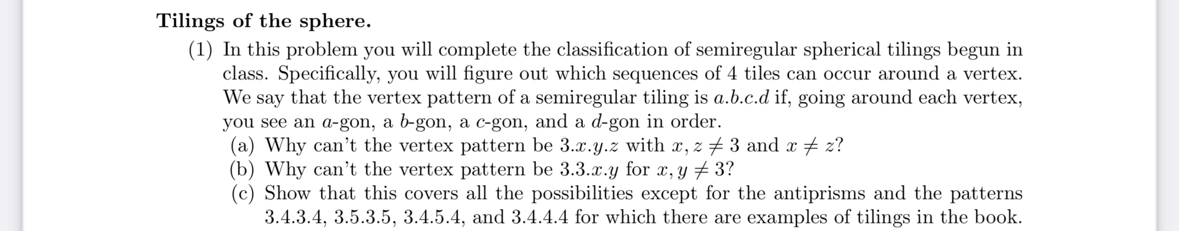 Solved Tilings of the sphere. (1) In this problem you will | Chegg.com