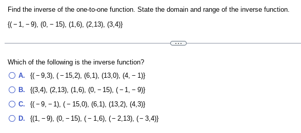 Solved Find the inverse of the one-to-one function. State | Chegg.com