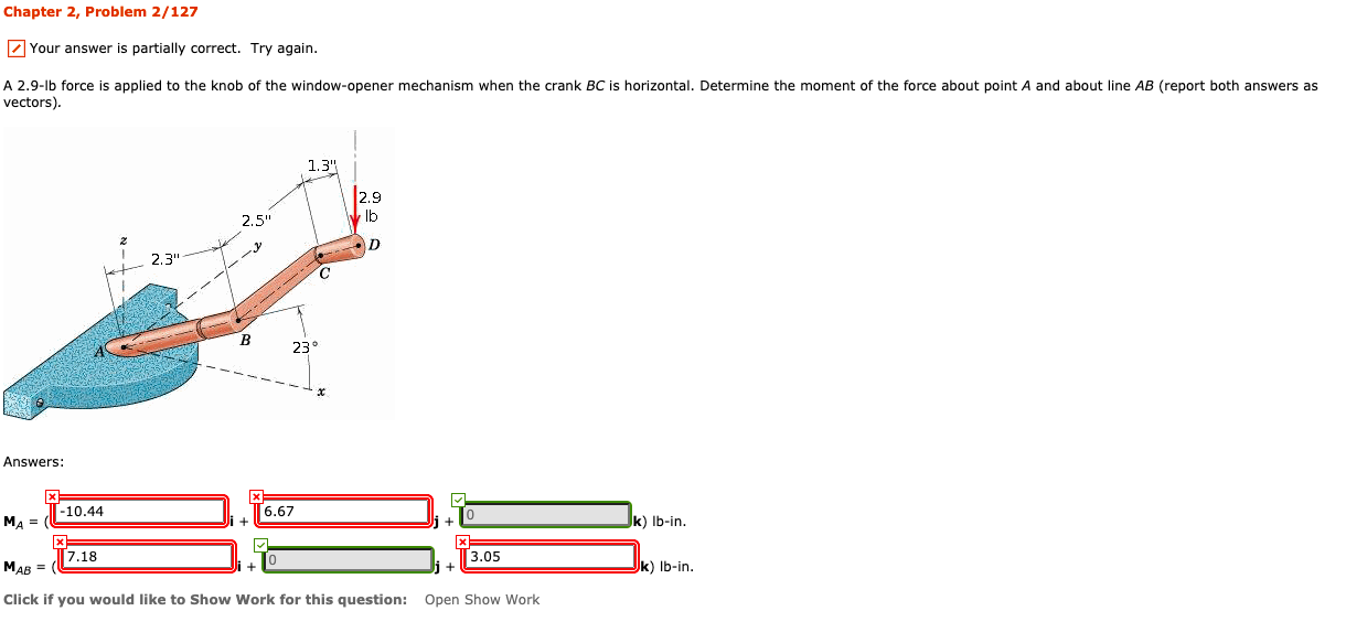 Solved Chapter 2, Problem 2/127 Your answer is partially | Chegg.com