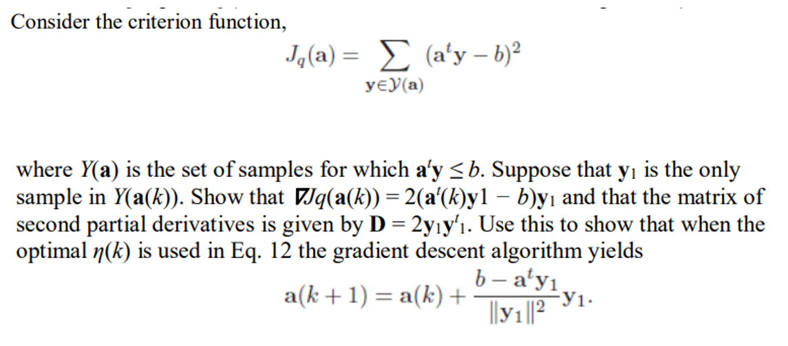 Consider the criterion function, \\[ | Chegg.com