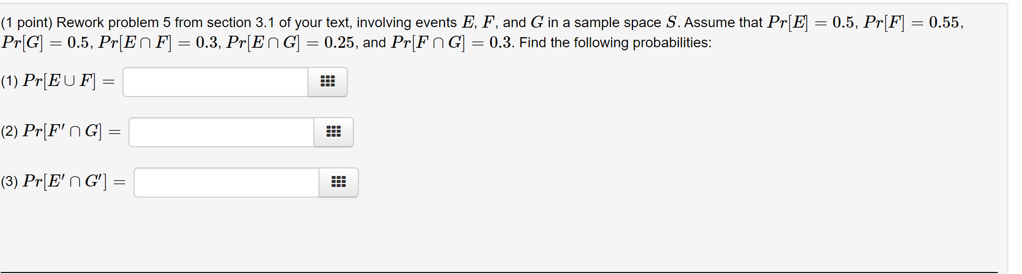 Solved (1 point) Rework problem 1 from section 3.1 of your | Chegg.com