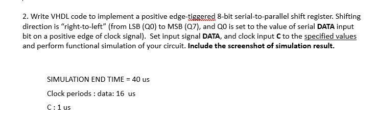 2. Write VHDL code to implement a positive | Chegg.com