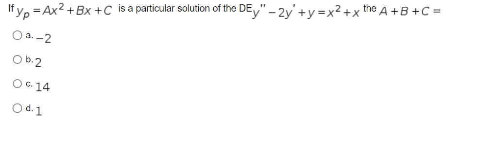 Solved If yp=Ax2+Bx+C is a particular solution of the | Chegg.com