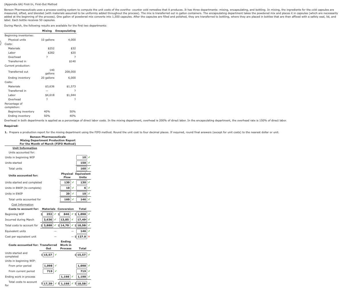 (Appendix 6A) First-In, First-Out Method label. Each | Chegg.com