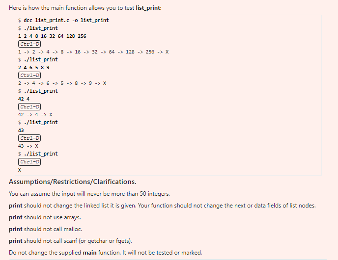 Solved print is given one argument, head, which is the | Chegg.com