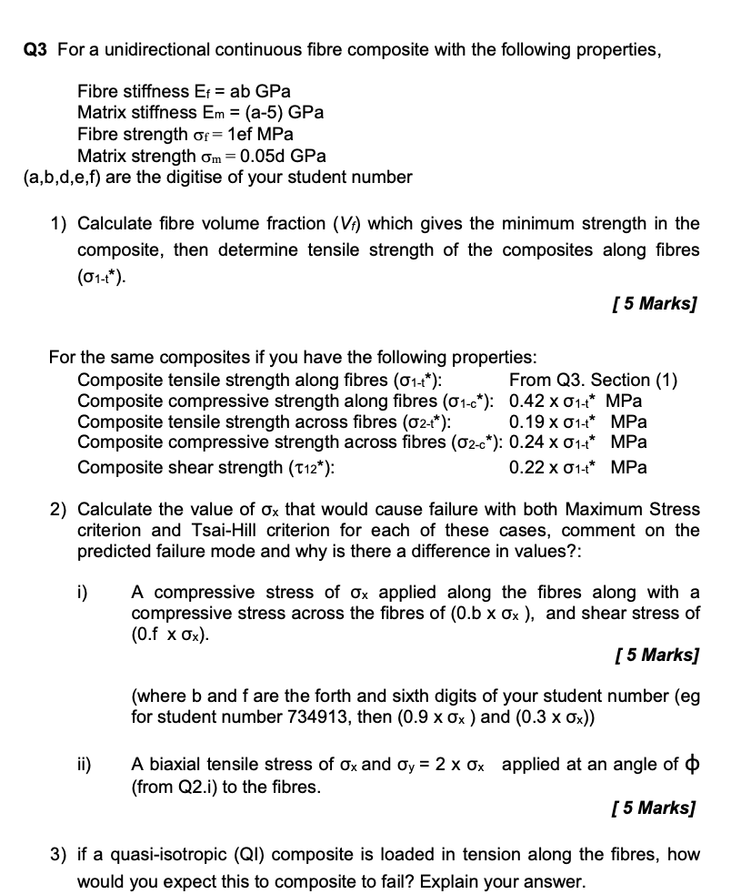 Q3 For a unidirectional continuous fibre composite | Chegg.com