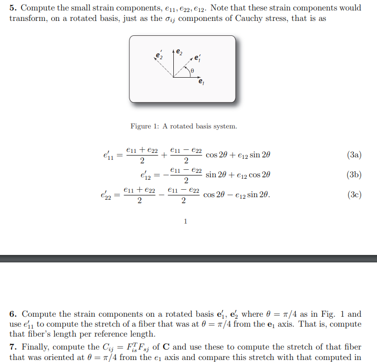 5. Compute the small strain components, e11,e22,e12. | Chegg.com