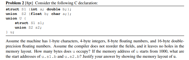 Problem 2 8pt Consider The Following C Declaration 