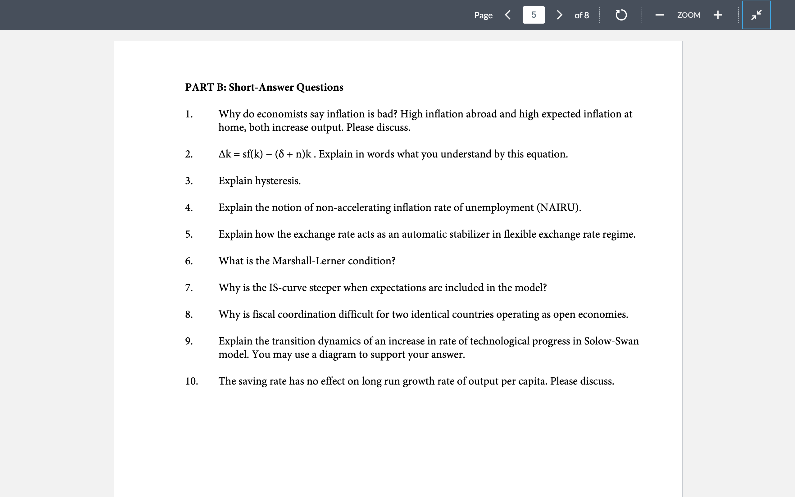 Solved PART B: Short-Answer Questions 1. Why do economists | Chegg.com