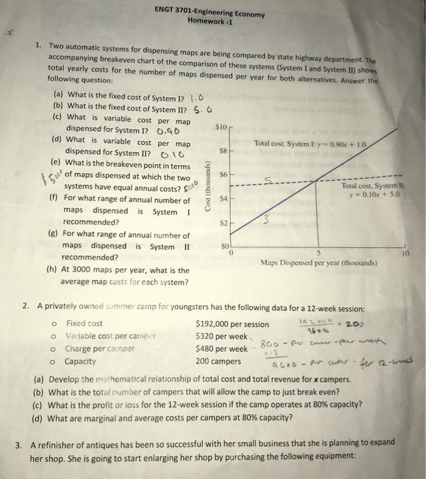 Solved ENGT 3701-Engineering Economy Homework -1 1. Two | Chegg.com