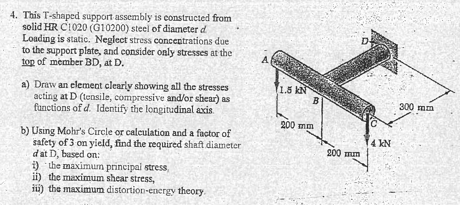 Solved 4. This T-shaped support assembly is constructed from | Chegg.com