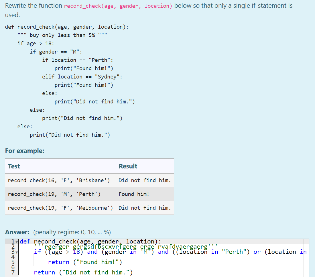 Solved Rewrite the function record_check(age, gender, | Chegg.com