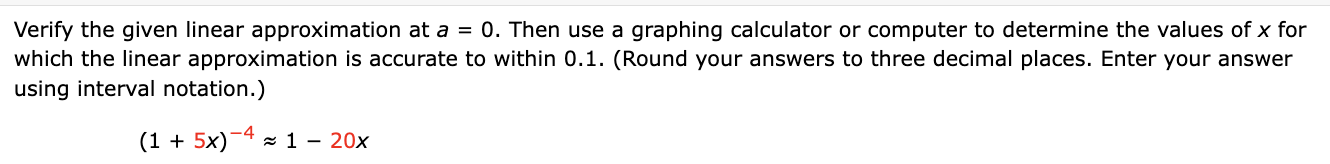 Solved Verify the given linear approximation at a=0. Then | Chegg.com
