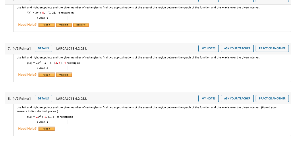Solved Use left and right endpoints and the given number of | Chegg.com
